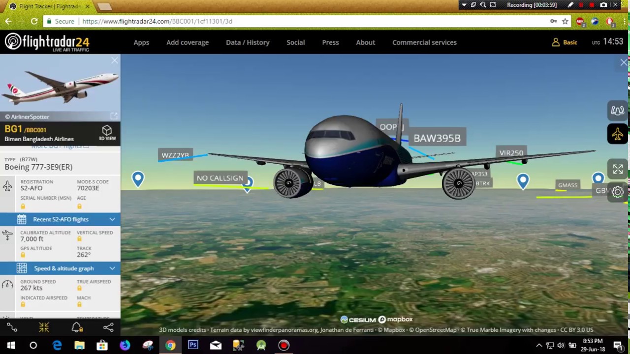 3d view of a flight in flightradar24 - YouTube