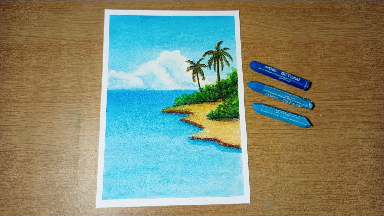 ho to draw sea views use oil pastel kids menggambar pemandangan laut # ...