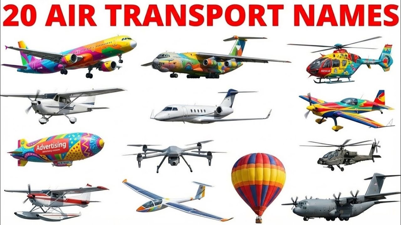 20 Air Transport Names for Kids | Learn Air Transport Vehicles in ...