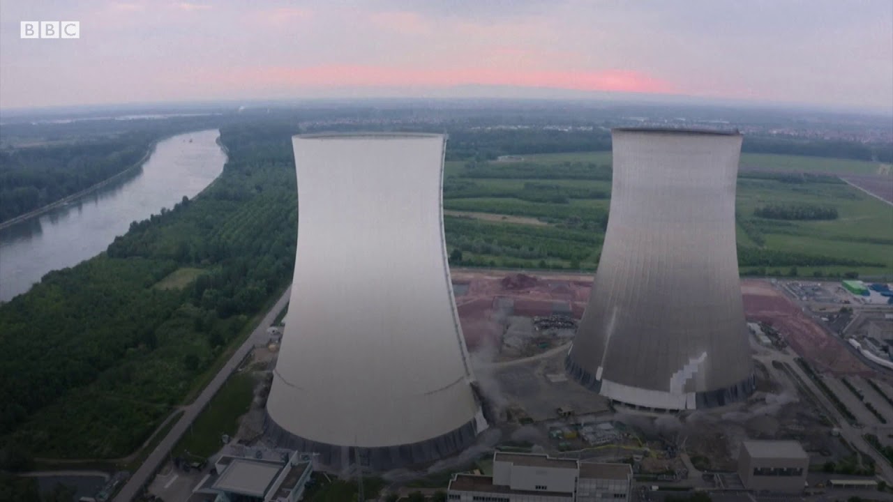 Spectacular demolition at German nuclear site - BBC News - YouTube