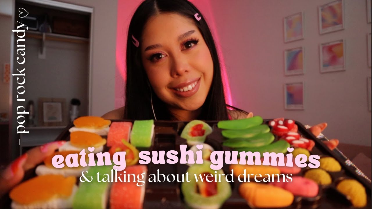 ASMR EATING | Eating sushi gummies & pop rock candy while I rant about ...