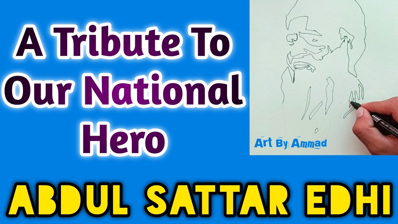 Drawing Of Abdul Sattar Edhi!!Abdul Sattar Edhi Sketch!Edhi Sketch with Pen!Abdul Sattar Edhi ...