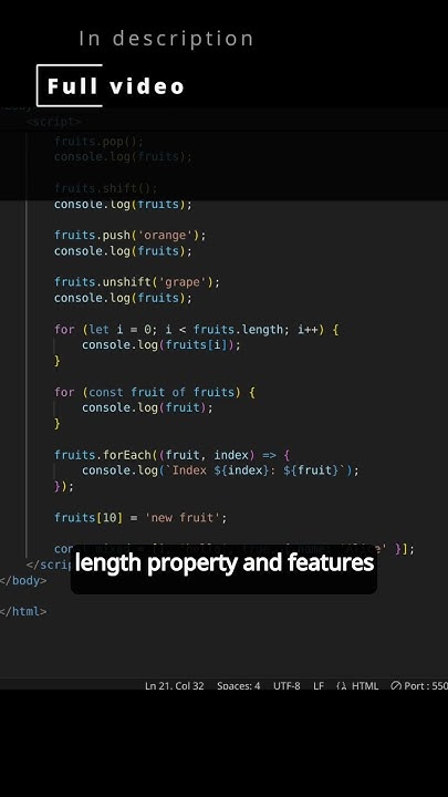 🧬 short JavaScript 20d 🧬 Iterating Over an Array, length and features 🧬 #javascript #js #coding ...