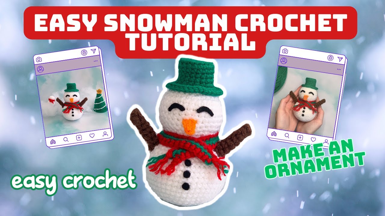 Easy Crochet Snowman - Winter Amigurumi Tutorial - YouTube