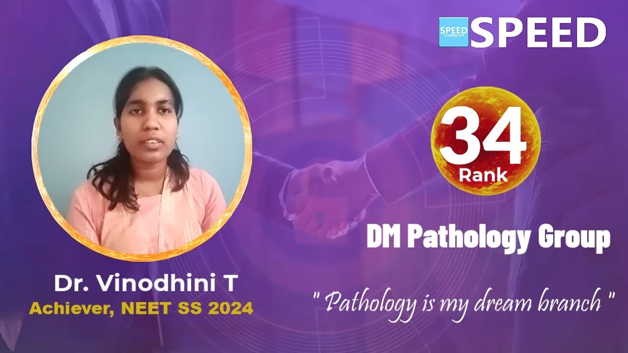 NEET SS Pathology, Rank 34 | Dr. Vinodhini T from SPEED #neetss - YouTube