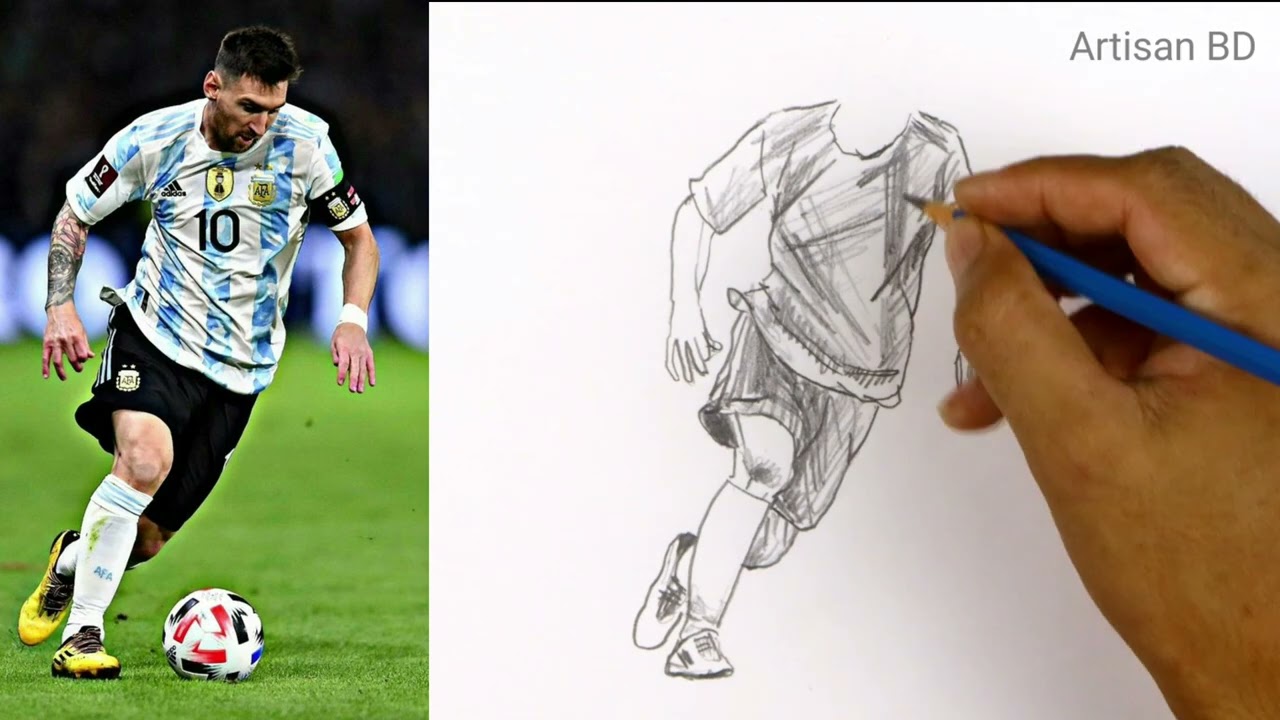 How To Draw Lionel Messi | Step By Step Pencil Sketch | Messi from ...