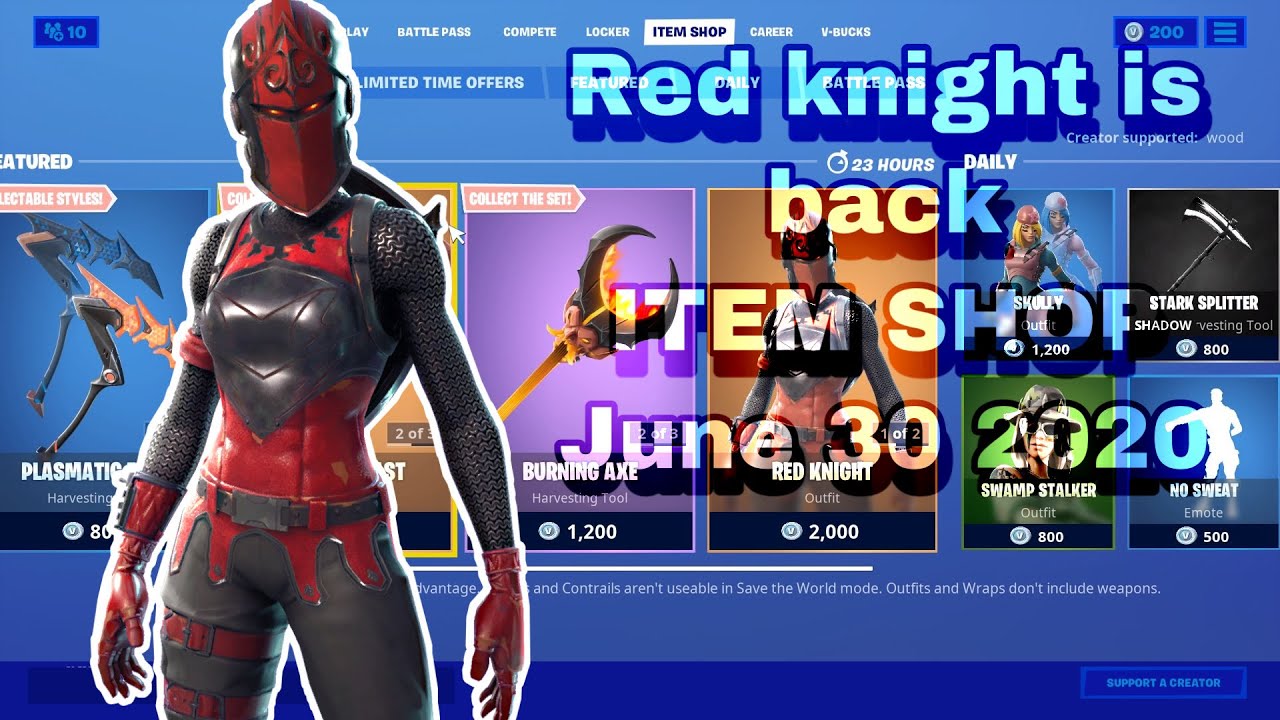 RED KNIGHT RETURNS! Fortnite (June 30th 2020) ITEM SHOP + (GIVEAWAY FOR ...