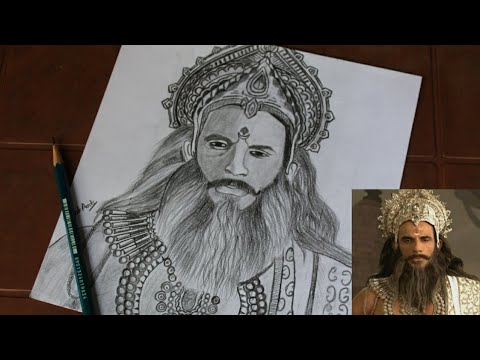 Drawing Bhishma from mahabharat/ pencil drawing/ bhishma sketch - YouTube