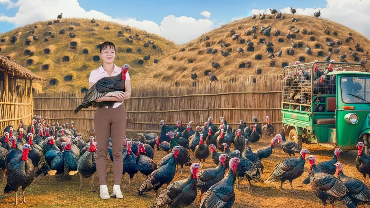 TIMELAPSE -- 500 Days Harvest 1000+ Giant Turkeys, Use 3-Wheeled Truck ...