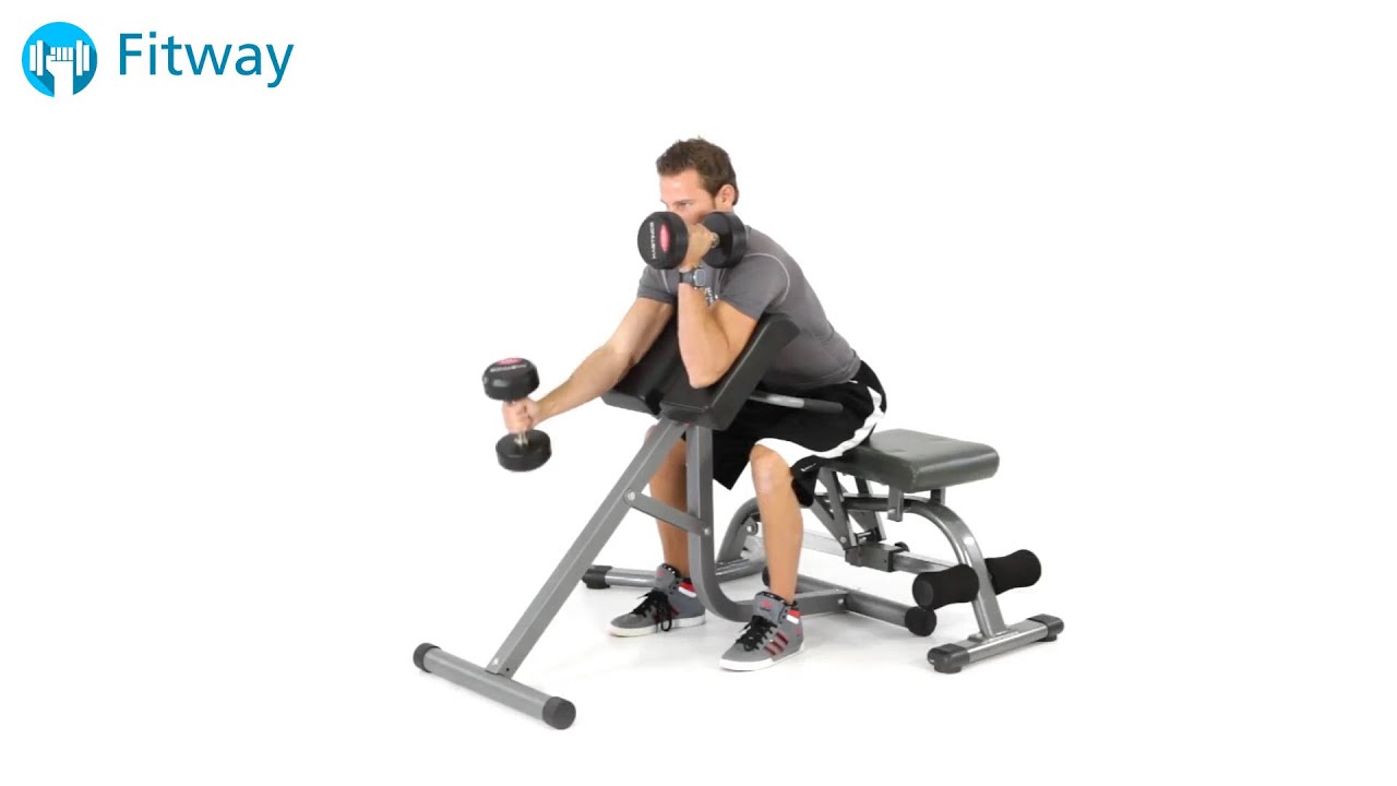 How To Do: Dumbbell Biceps Curl - Preacher Neutral Grip Sitting ...