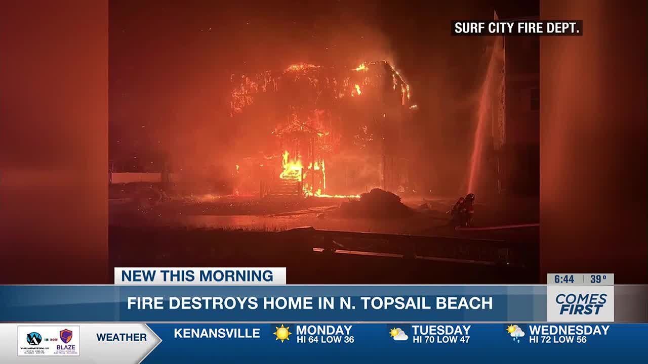 Crews respond to house fire in North Topsail Beach - YouTube