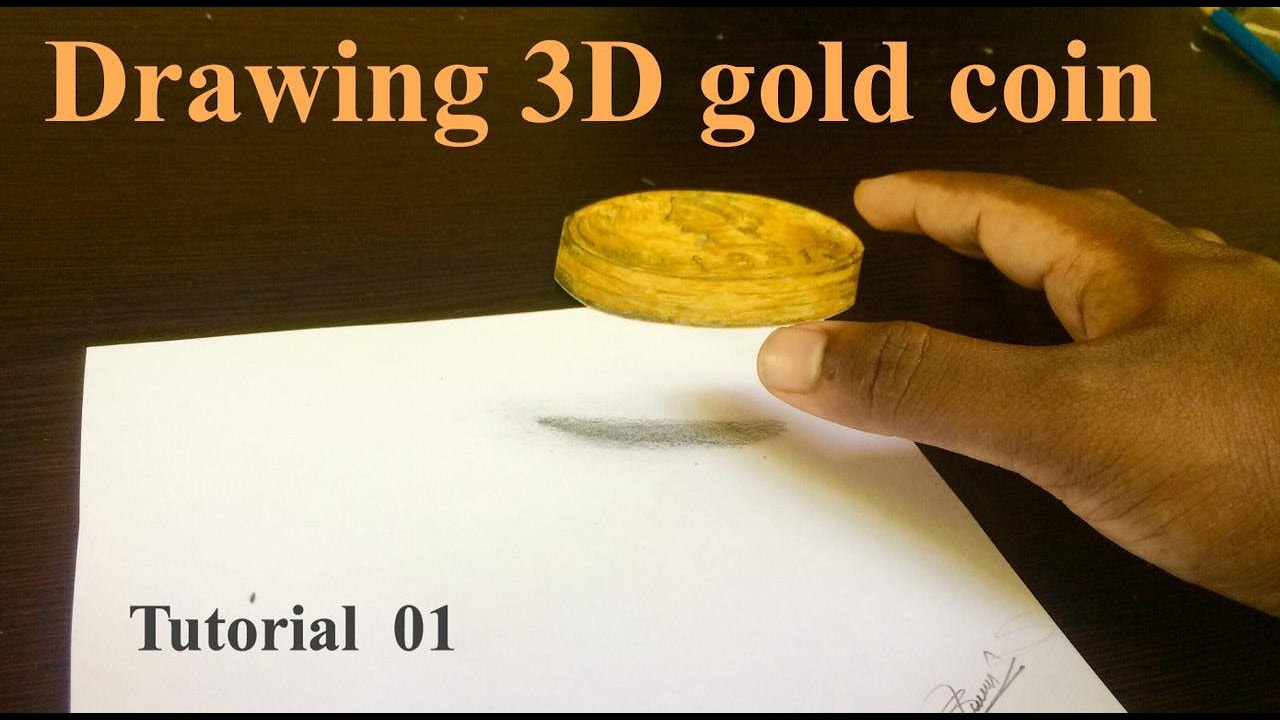 HOW TO DRAW GOLD COIN 3D DAWING STEP BY STEP - YouTube