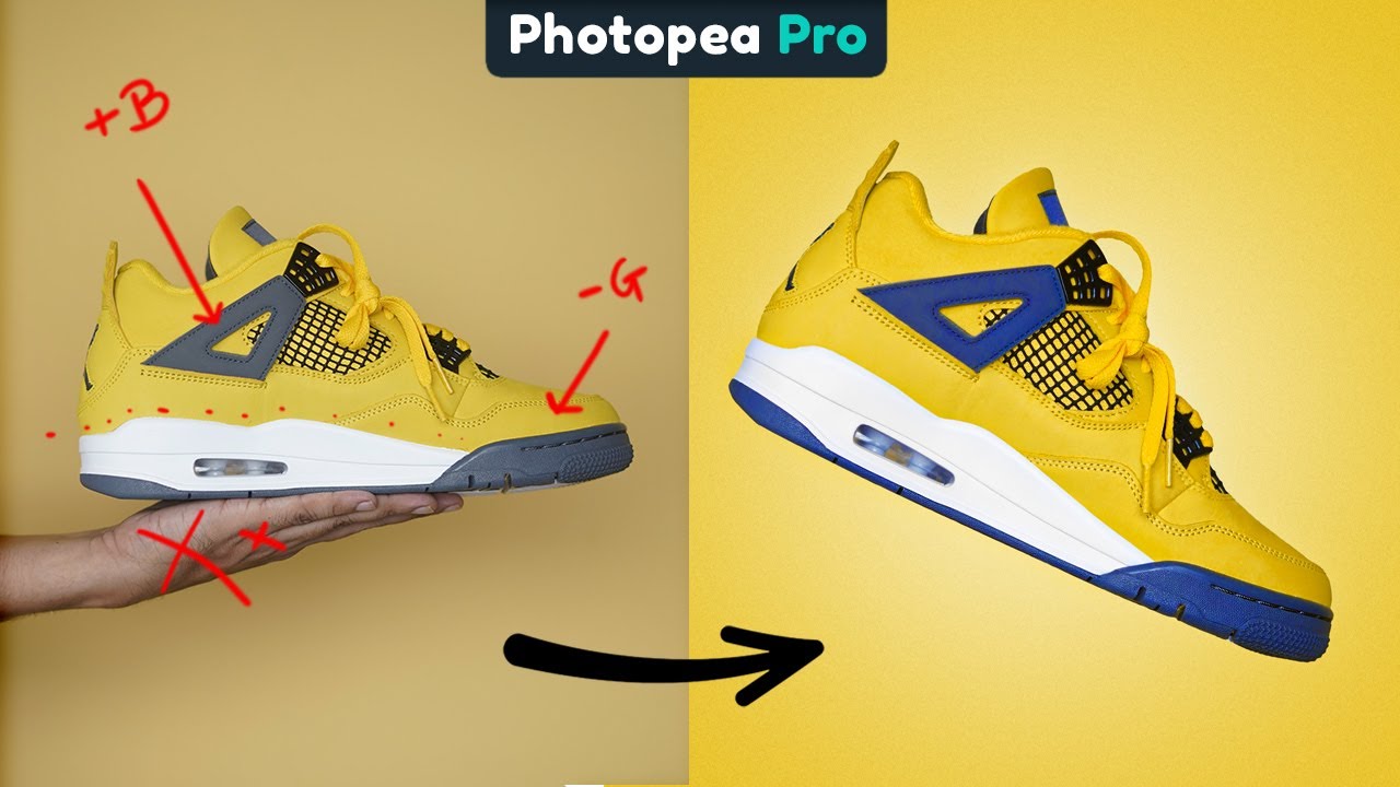 Photopea Photo Editing - PSD Layer breakdown of colorful sneaker image ...