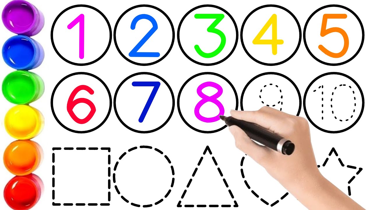 Fun Numbers and Shapes tracing Activity for Kids | Easy Draw and Paint ...