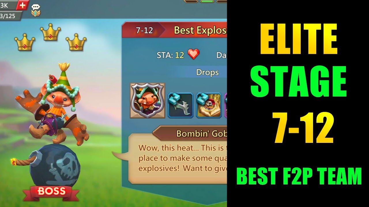 Lords mobile Elite stage 7-12 f2p best team - YouTube