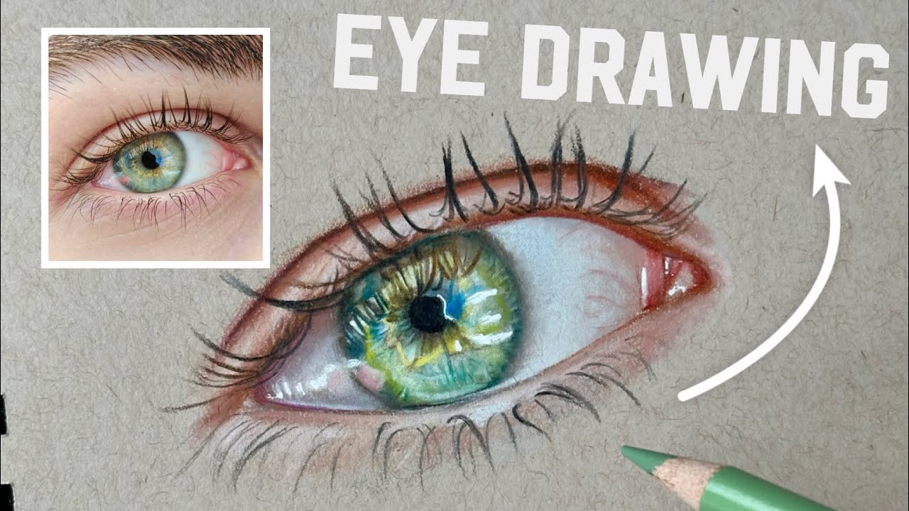 Drawing time lapse: a green eye - realistic art - YouTube
