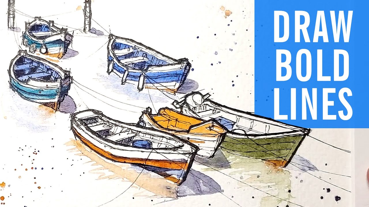 How to Draw with BOLD Lines - An Ink & Watercolour Sketch - YouTube