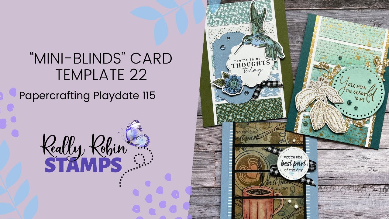 Mini-Blinds Card Template 22 | Papercrafting Playdate 115 - YouTube