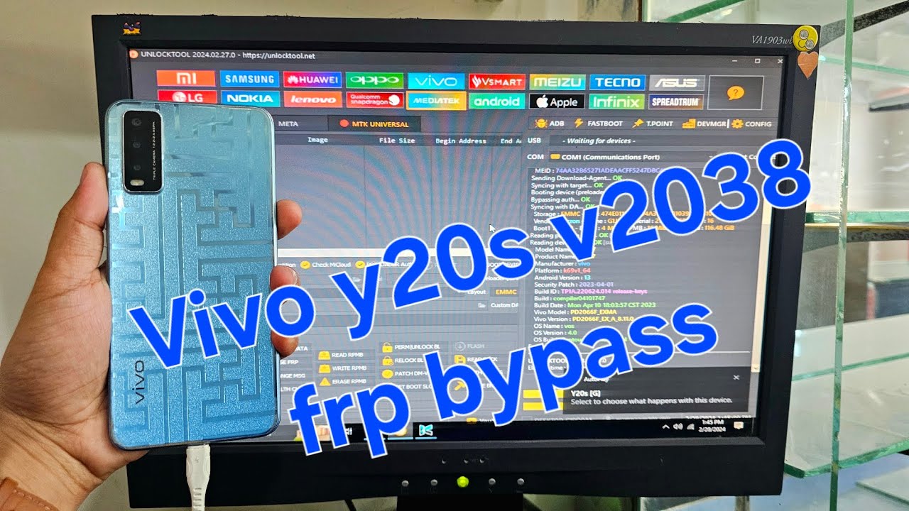 Vivo y20s v2038 frp bypass with unlock tool - YouTube