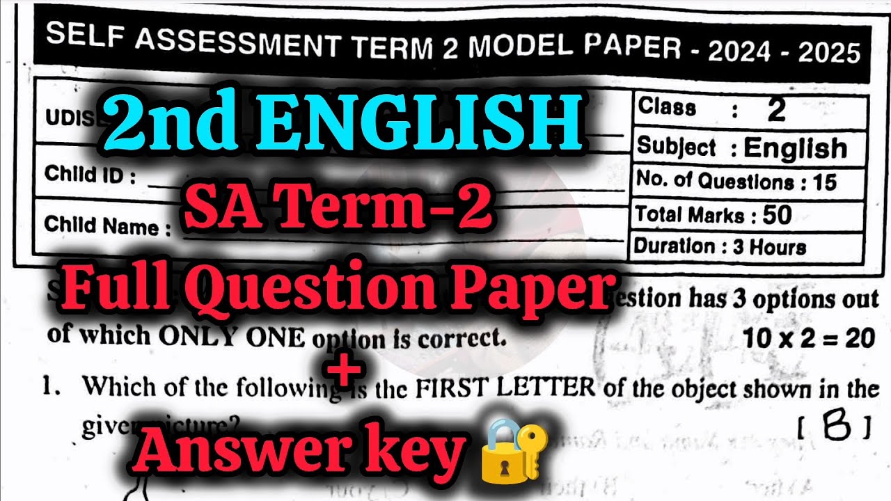 2nd 💯"ENGLISH SA Term-2" Full Question Paper with Answer Key | 2nd 💯 ...