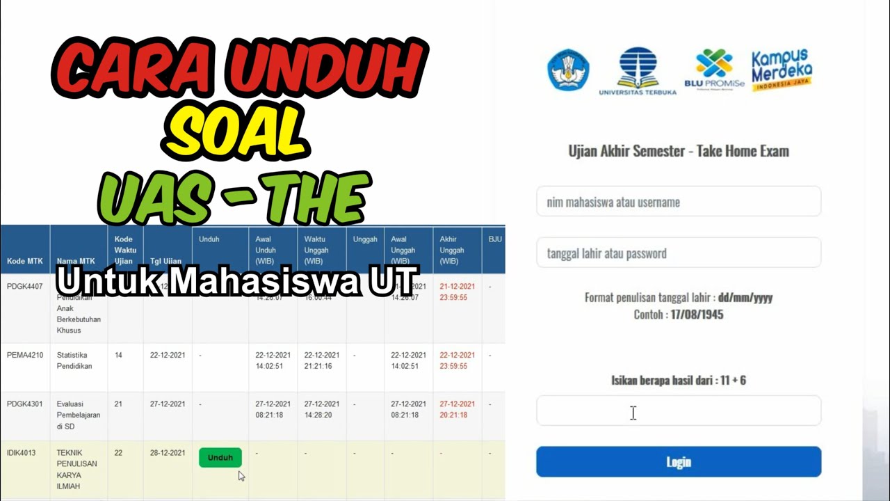 Cara Unduh Soal UAS-THE untuk Mahasiswa UT || Take Home Exam - YouTube