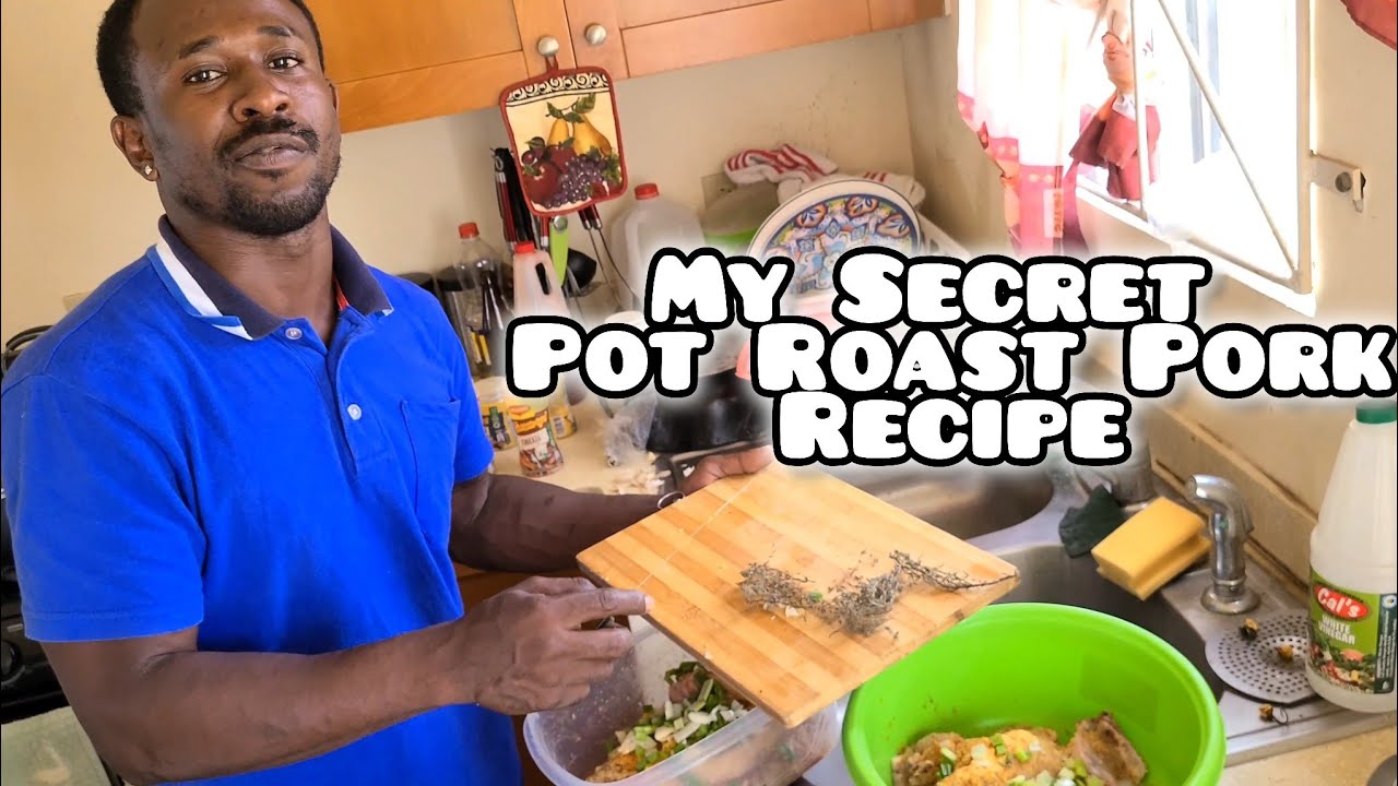 My Secret Pot Roast Pork Cooking Recipe | Rice and Peas | Jamaican ...
