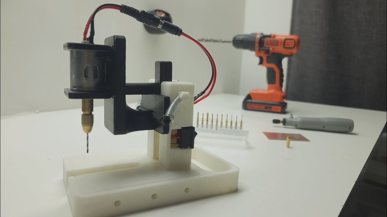 Como hacer un taladro de banco casero, el mas pequeño y facil de hacer ...