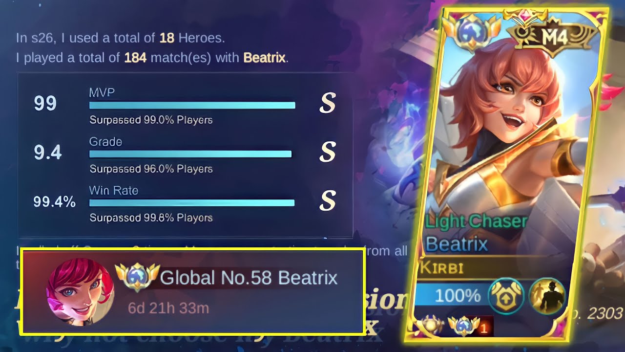 BEATRIX NEW SEASON ONE SHOT = 2 KILLS BUILD | TOP GLOBAL BEATRIX - YouTube