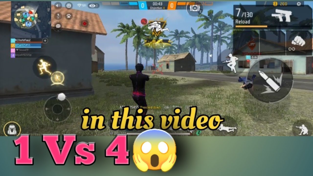 1 Vs 4 Free Fire 🔥 Gaming wait for end - YouTube