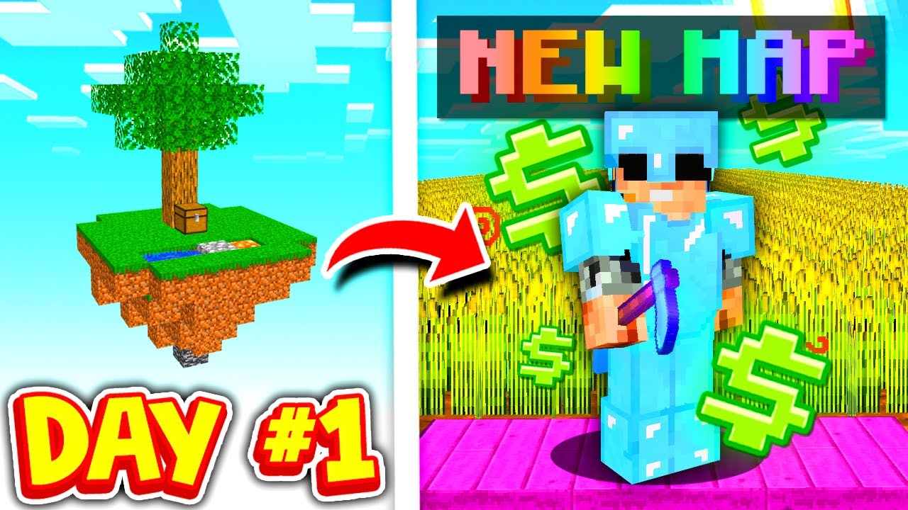 Our MOST INSANE START on DAY ONE *NEW* SKYBLOCK MAP | Minecraft ...