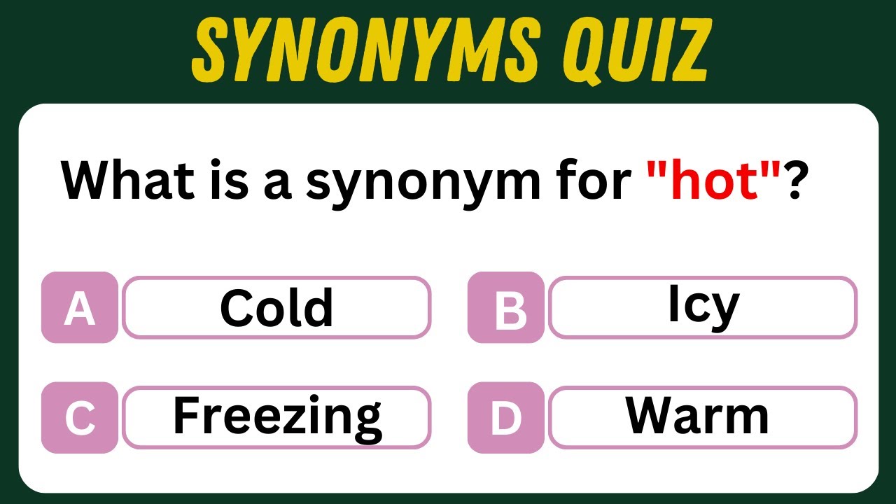 20 Synonyms Quiz: Test Your English Vocabulary Skills - YouTube