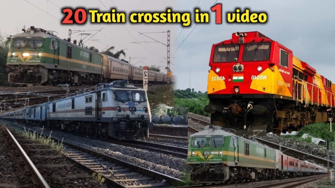 [20🔥 TRAIN CROSSING in 1 video] ONE to ONE Train passing Indian ...