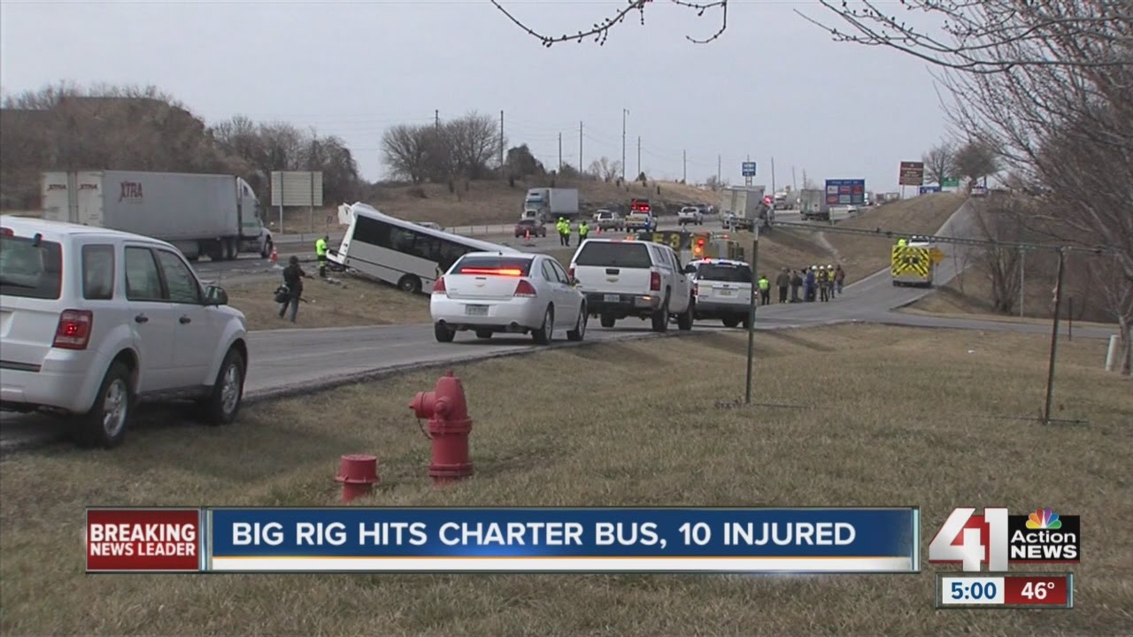 10 injured in charter bus crash - YouTube