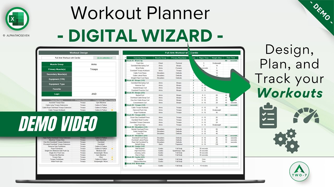 Plan Design and Track Workouts and Exercise Routines – Workout Digital Wizard Demo Excel ...