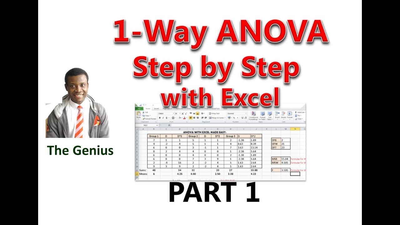 ANOVA Step by Step Procedure with Excel - 1 - YouTube