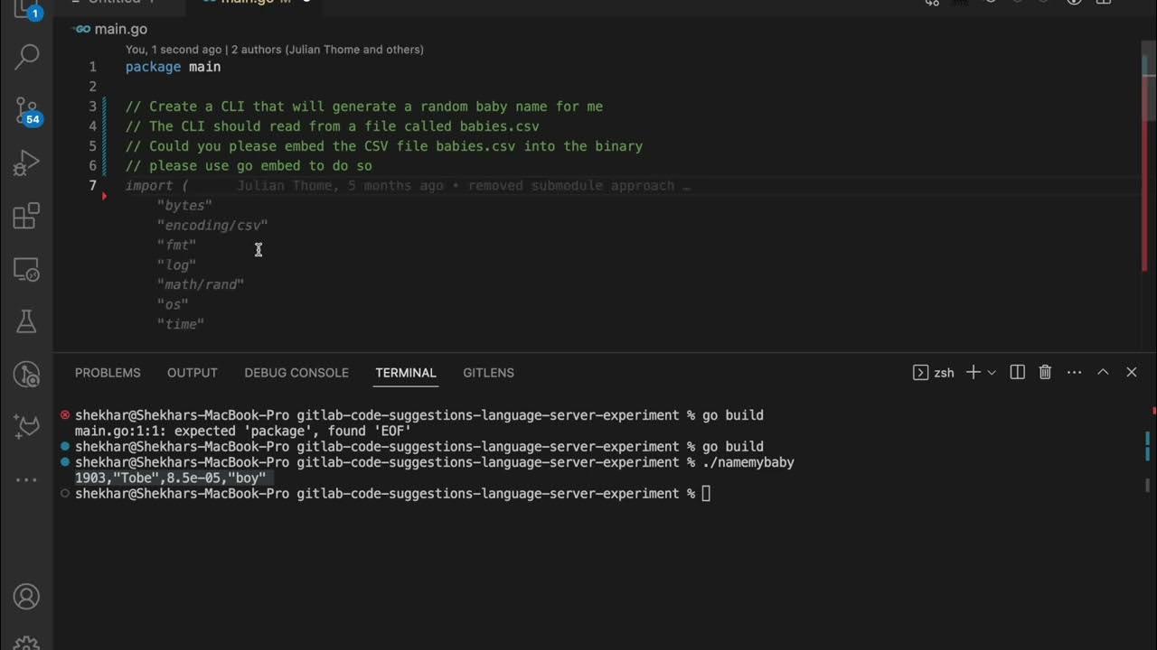 Pair Programming with GitLab Code Suggestions and Duo - Name my baby app - YouTube