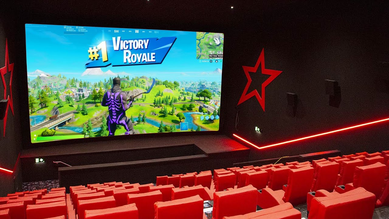 I played Fortnite in a MOVIE THEATER... - YouTube