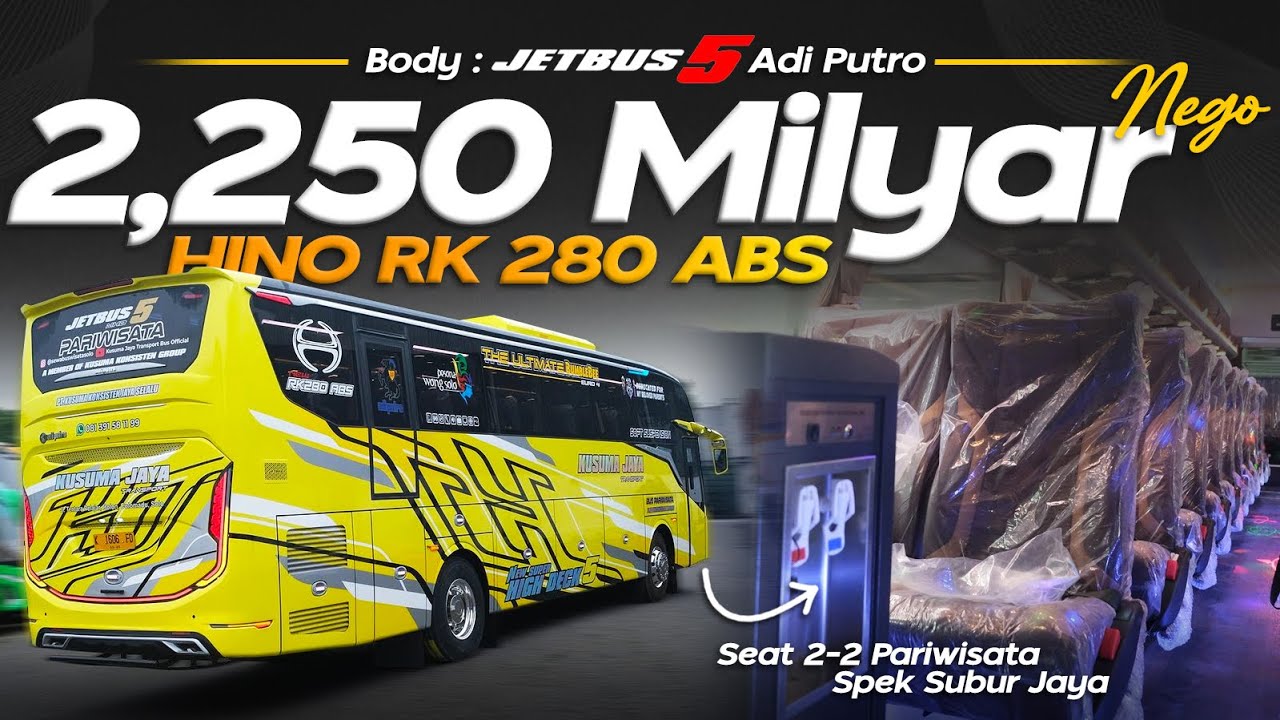 Dijual : Jetbus 5 HINO RK 280 ABS/2023 - Harga 2,250 Milyar Nego (Seat ...