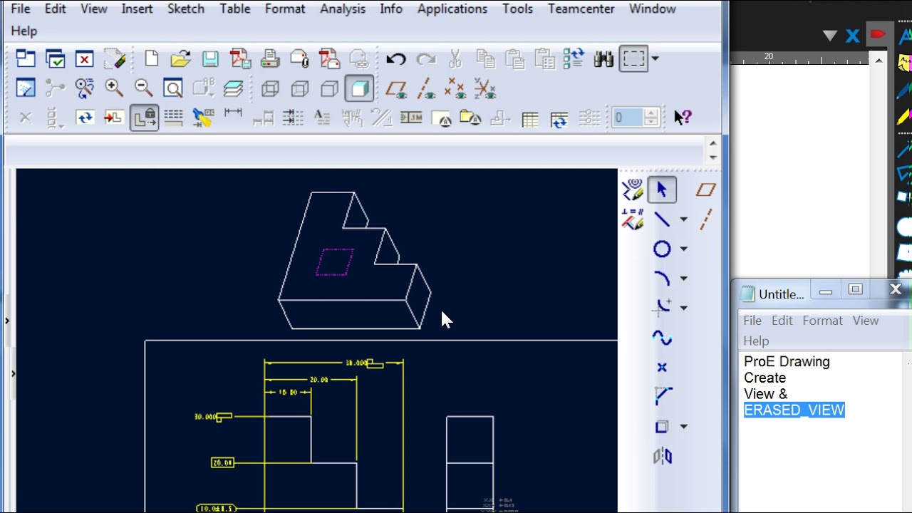 ProE Drawing Create View n ERASED VIEW - YouTube