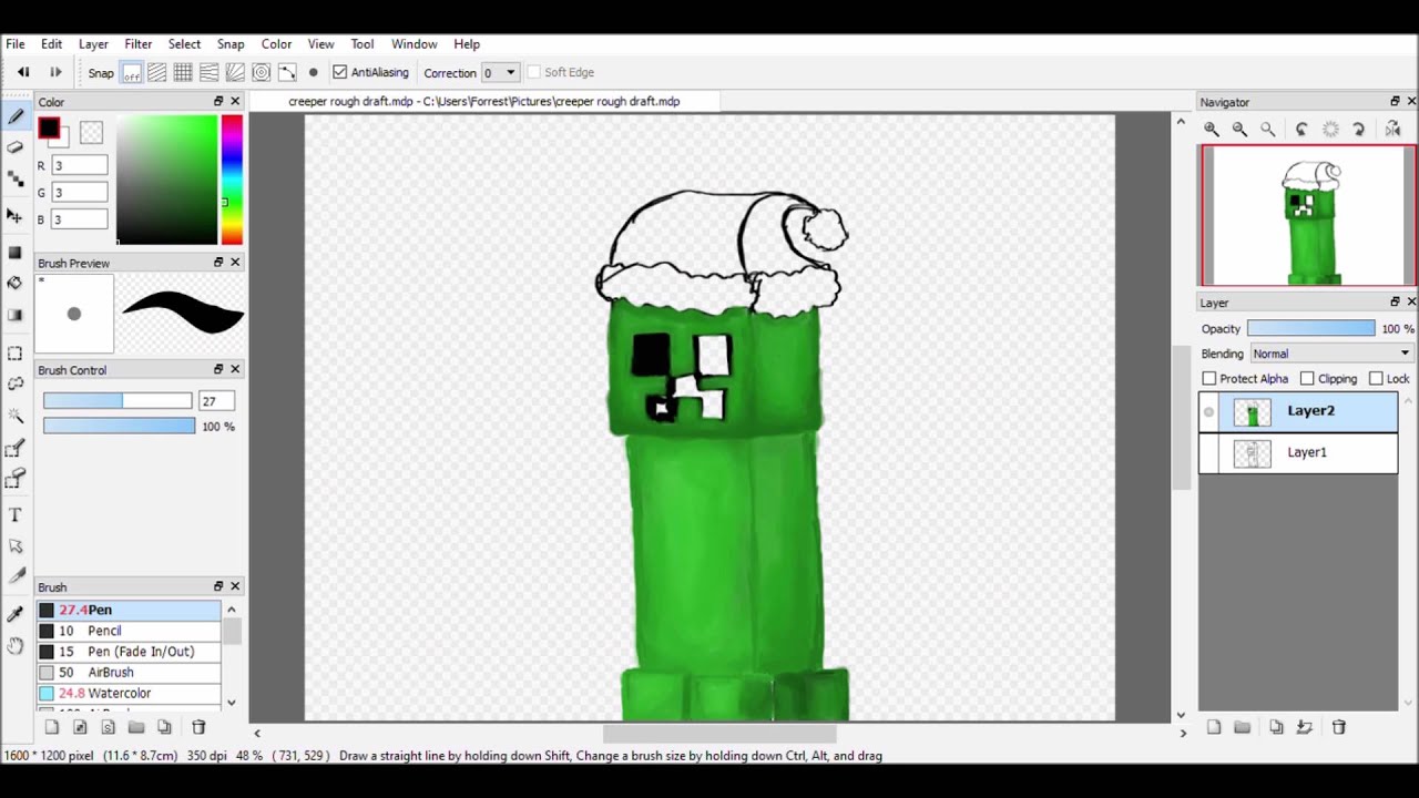 Speed Art: Christmas Creeper - YouTube