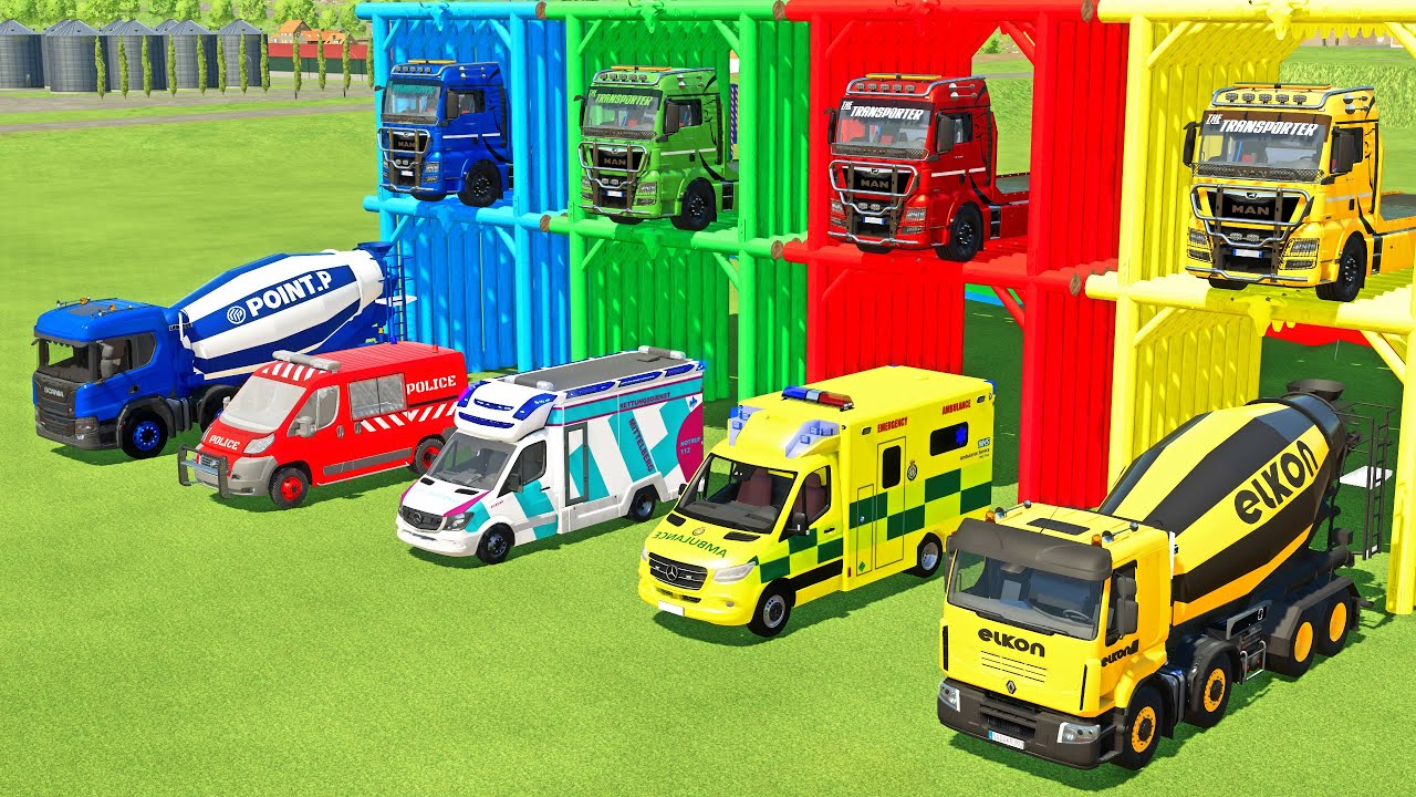 TRANSPORTING AMBULANCE, FORD POLICE, SERVICE TRUCK, FIRE DEPARTEMENT ...