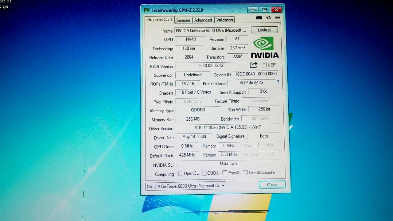 GeForce 6800 Ultra GPU-Z - YouTube