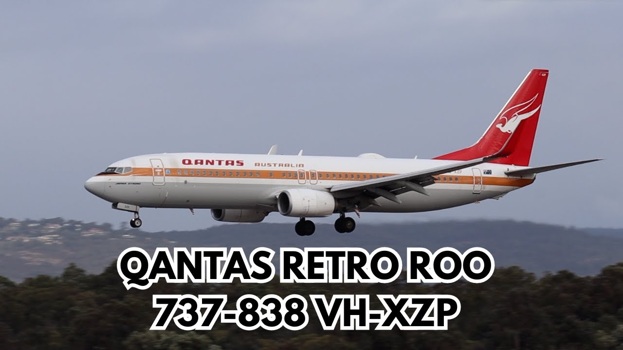 QANTAS 'Retro Roo' 737-838 Landing Perth Airport RWY 03 - YouTube