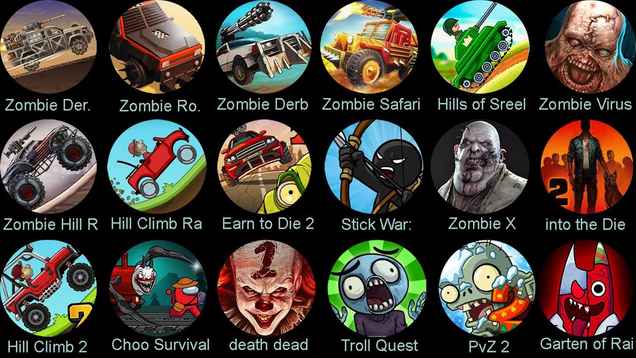 Zombie, Zombie Racing, Hills of Steel, Hill Climb Racing, Stick War ...