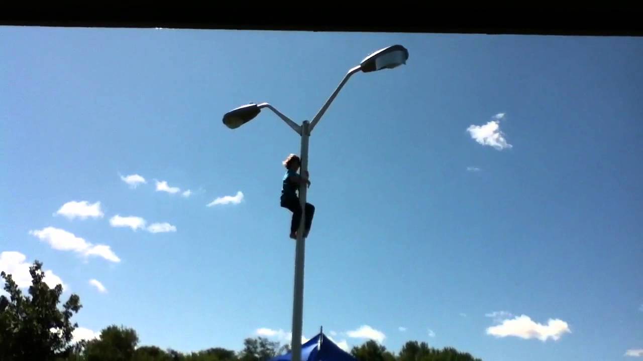 Climbing a light pole faster - YouTube