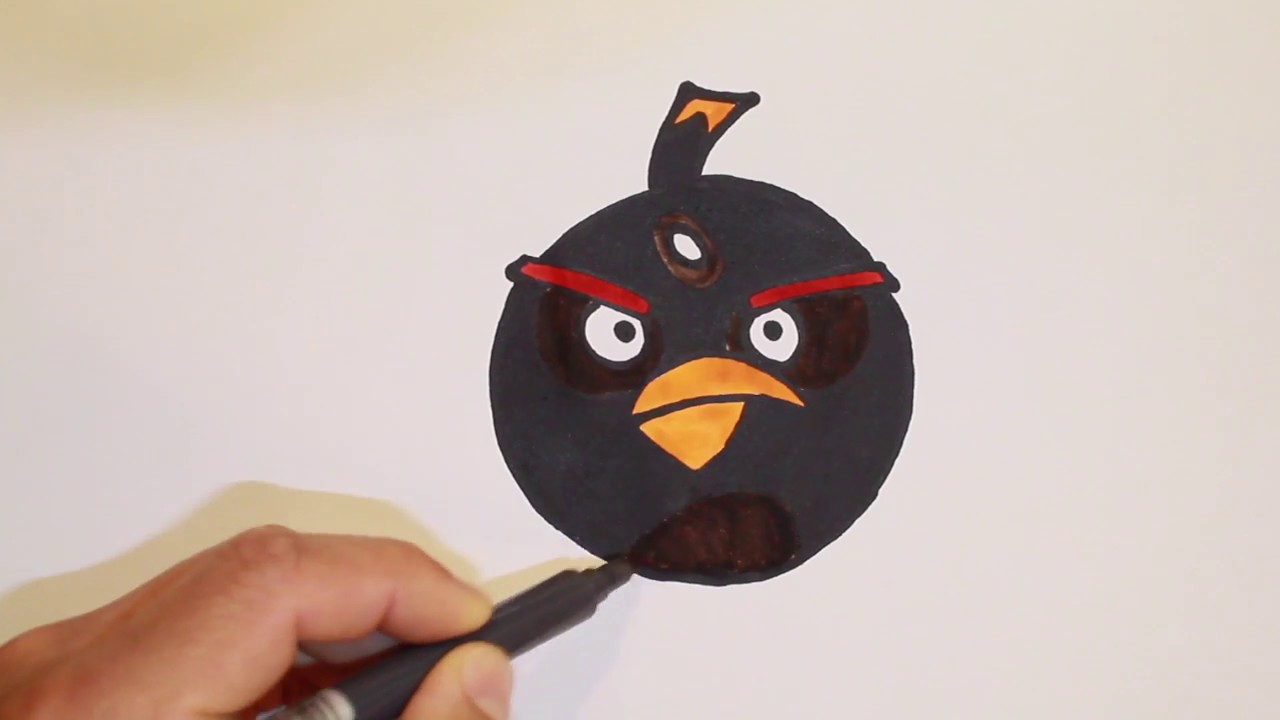 Drawing Bomb Bird From Angry Birds - YouTube