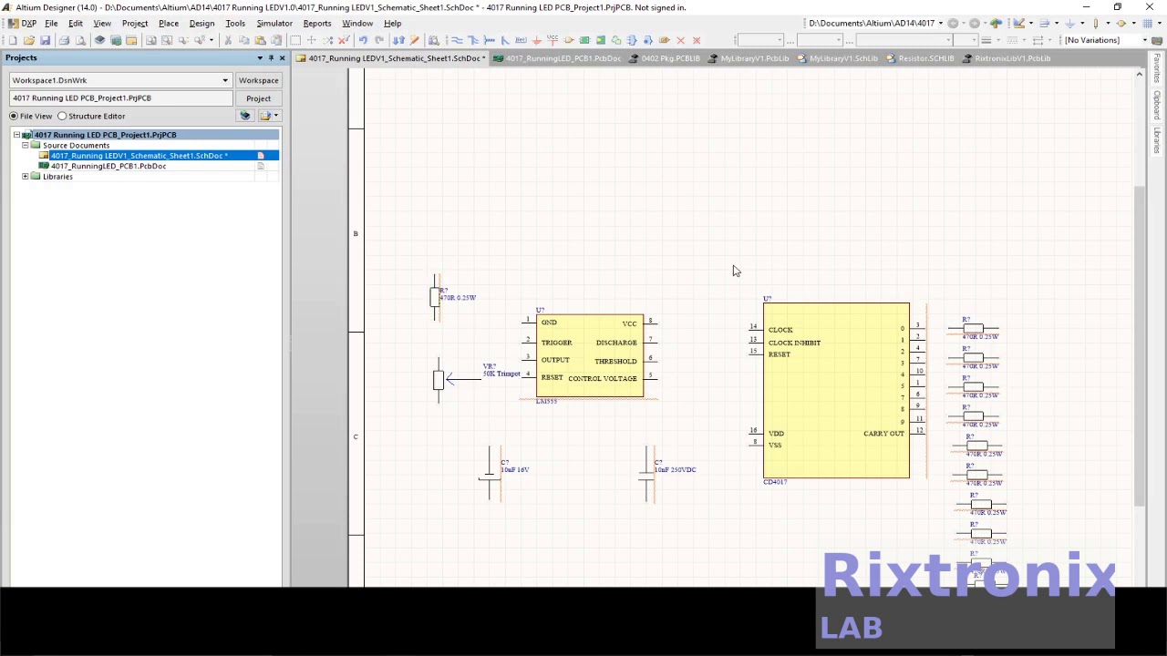 Creating 4017 555 PCB Running LED Altium Ep15 - YouTube