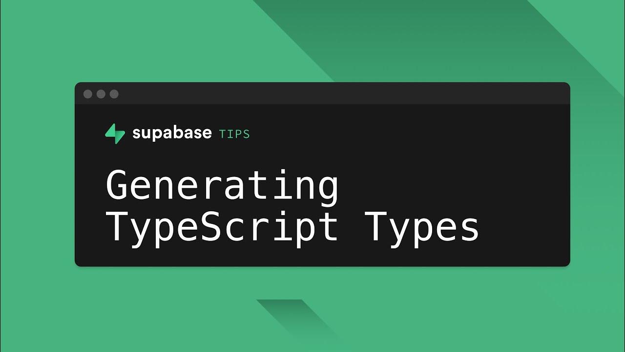 How to generate TypeScript types with the Supabase CLI - SupabaseTips - YouTube