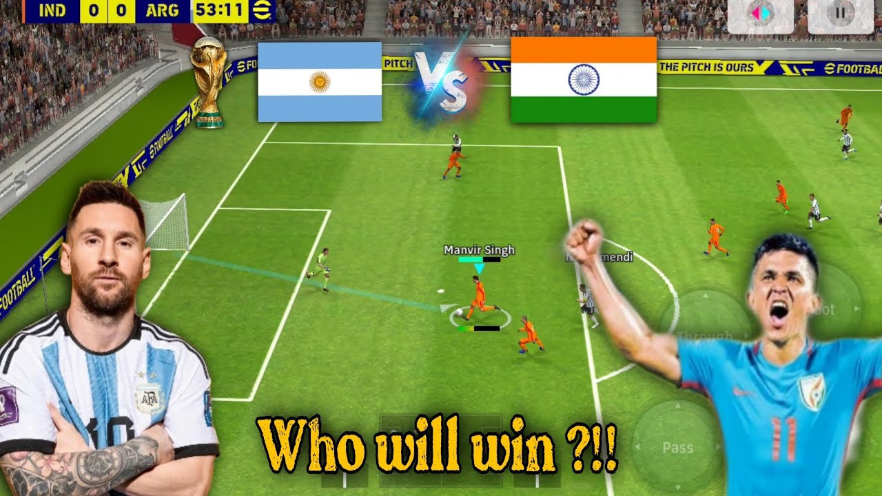 ARGENTINA VS INDIA 🔴|| got a random guy || efootball game play ...