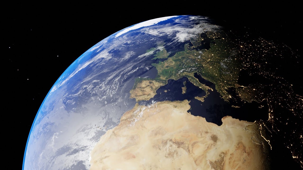 Looped 4K Video Earth rotation with transition of day and night ...